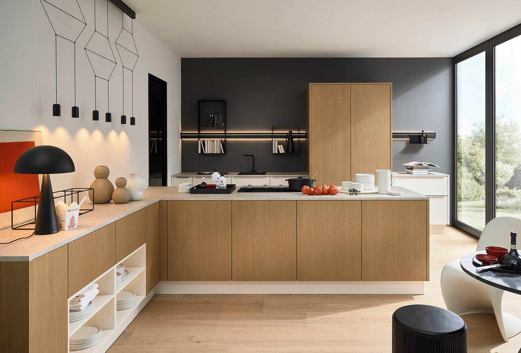 Handleless kitchen with ARTLINE groove structure | Nolte Küchen